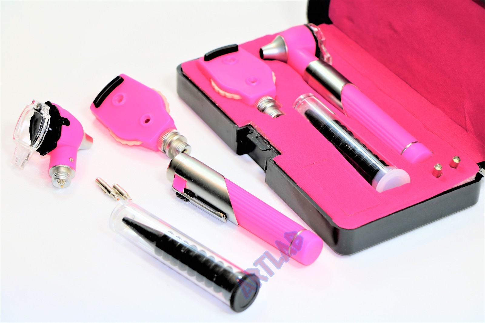 PINK EXAMINATION OPHTHALMOSCOPE + OTOSCOPE + FREE EXTRA BULBS + EXTRA ...