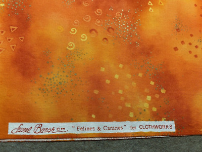 Laurel Burch Quilt Cotton Fabric orange spatter Canines & Felines 34" x ...
