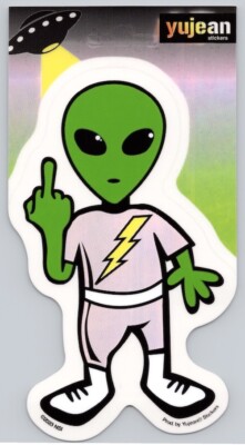 Alien With Attitude Flipping Bird Die-Cut Decal Sticker New Space Sci ...