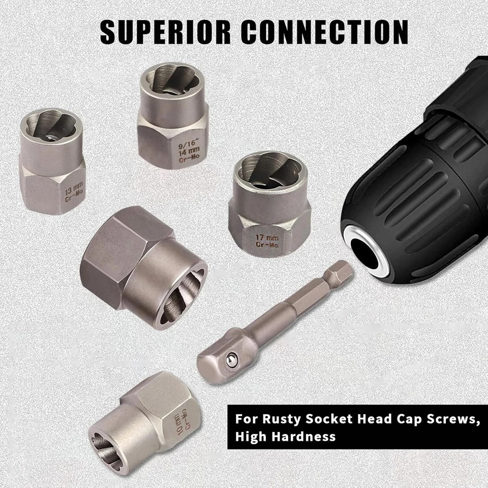 14PCS Impact Bolt Extractor Set Nut Remover Stripped Extraction Socket ...