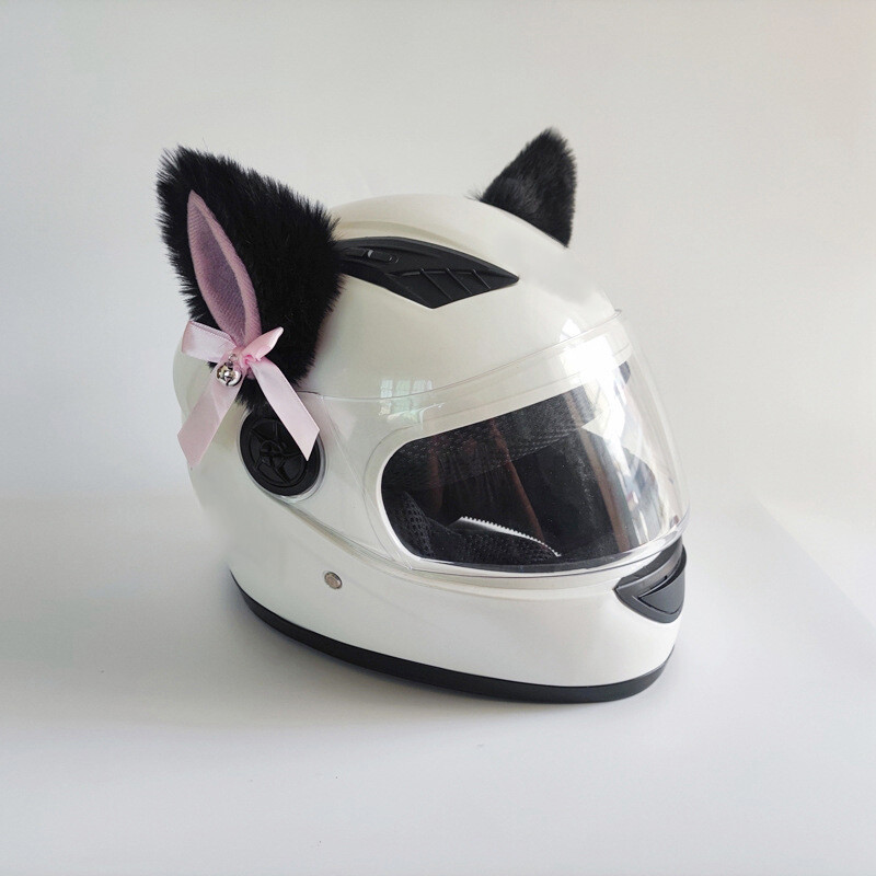 2Pcs/Pair Cute Motorcycle Helmet Furry Cat Ears Motocross Sticker ...