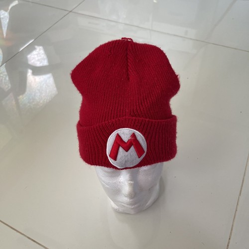 Super Mario Bros. Red Knit Beanie Embroidered 'M' Logo Hat | eBay