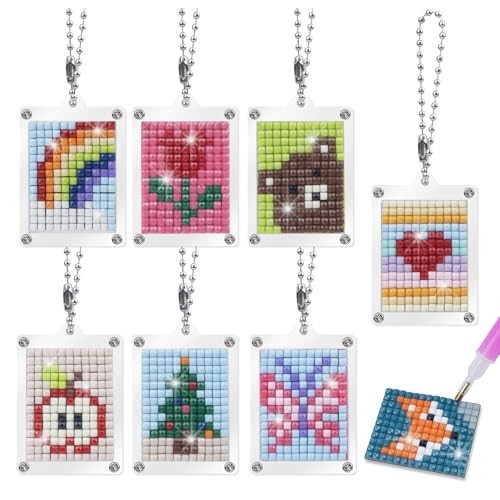8pcs Small Diamond Painting Keychain Kit, Make Your Own Pixel Keying ...