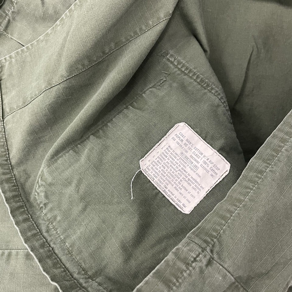 VINTAGE 60s OG 107 Jungle Slant Pocket Jacket Men’s LARGE 1969 Rip Stop ...