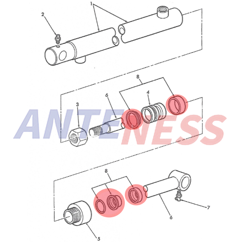 Lift Cylinder Seal Kit Compat/w Ford New Holland 7106 7108 7308 CASE ...