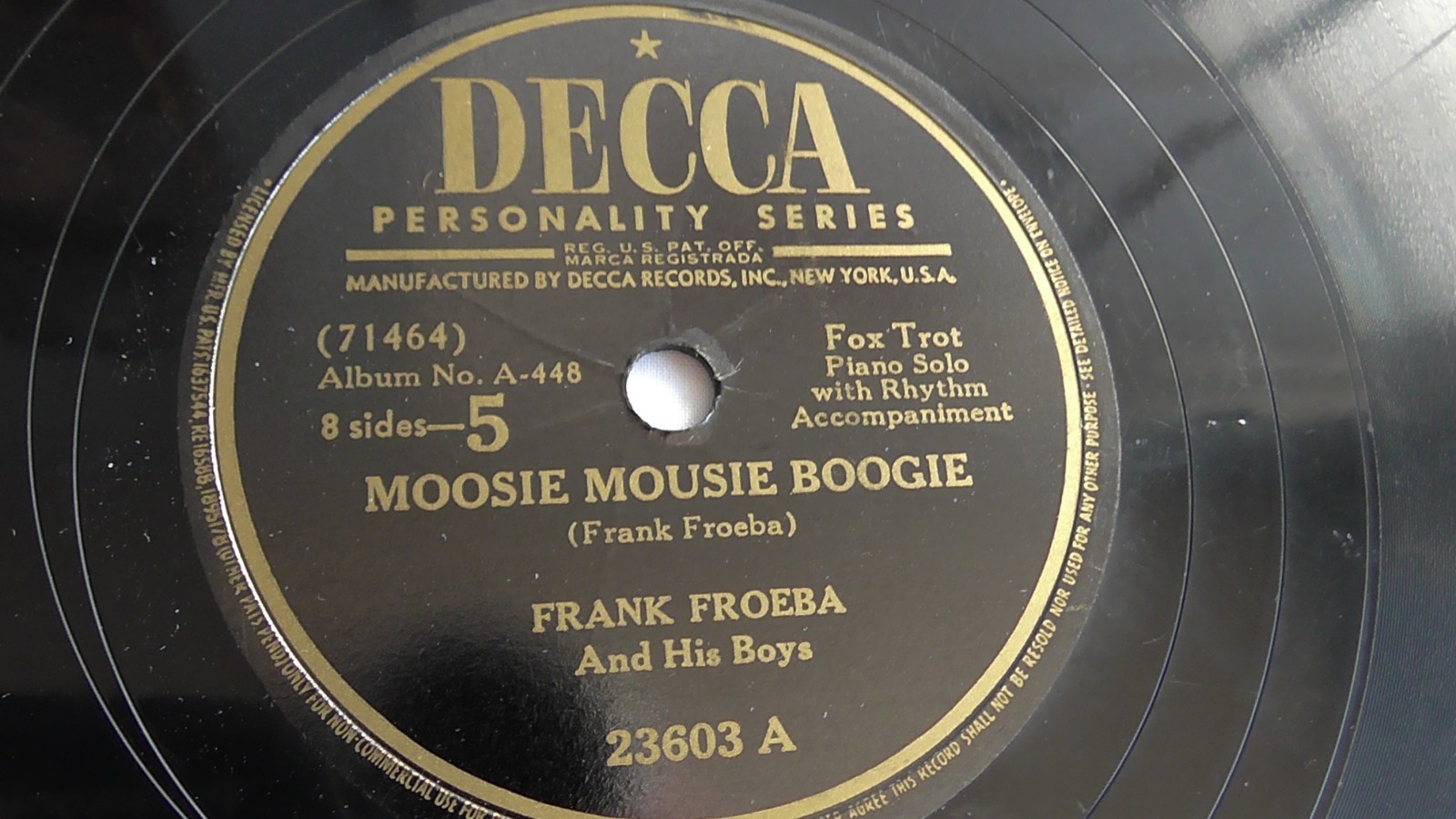 Frank Froeba - 78rpm single 10-inch – Decca #23603 Moosie Mousie Boogie ...