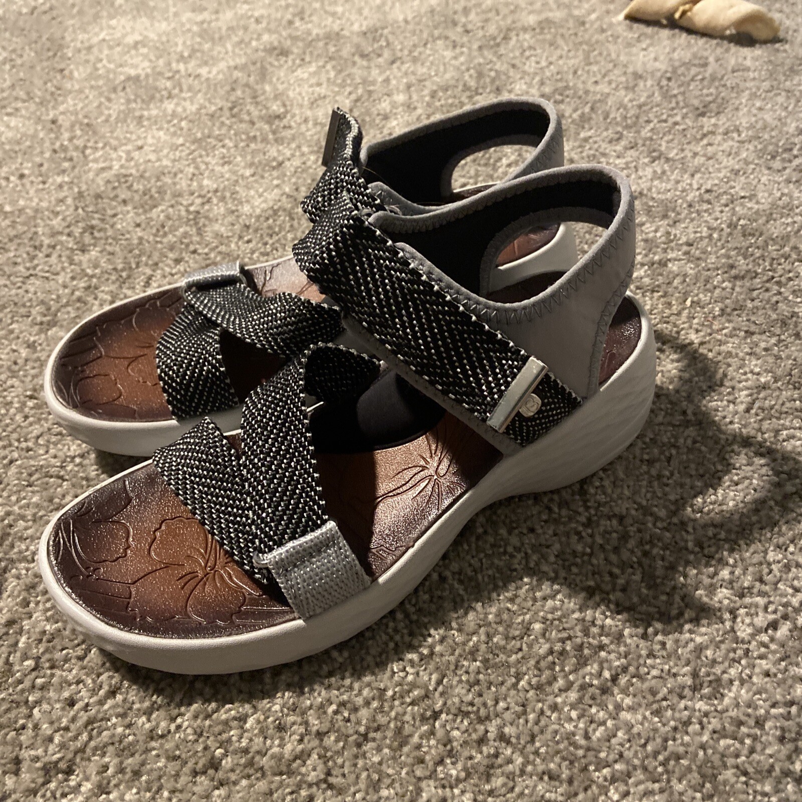 Bzees Jive Wedge Strappy Sport Sandals Silver Gray B… - Gem