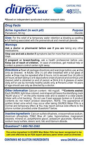 Diurex Max Caffeine-Free Water Pills 48 Count - Maximum Strength ...