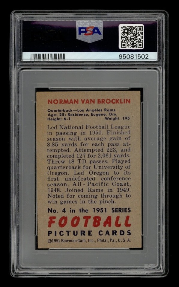 1951 Bowman Set-Break # 4 Norm Van Brocklin PSA 4 VG-EX | eBay