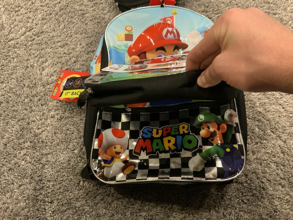Nintendo Super Mario 4-Piece Set 17" Backpack Lunch Box Gadget & School ...