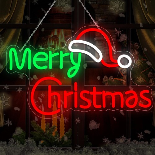 Merry Christmas Neon Signs, Dimmable Merry Christmas LED Light Sign For ...