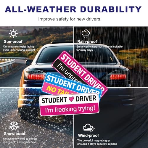 3 PCS Student Driver Magnet for Car, Clear Visible Reflective Magnetic ...