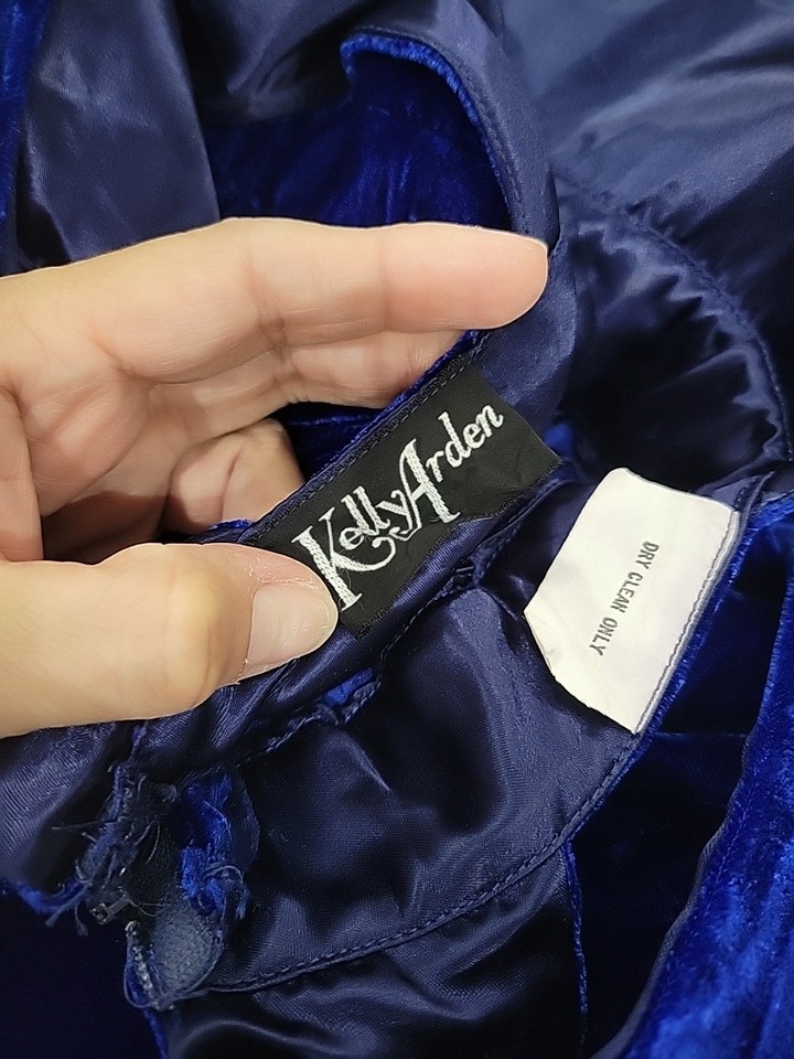 Kelly Arden Cobalt Blue Hand Dyed Strappy Crushed Velvet 70s Disco Maxi ...