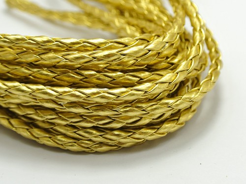 5 meter Gold Round Braided Bolo Synthetic Leather Jewelry Cord String ...