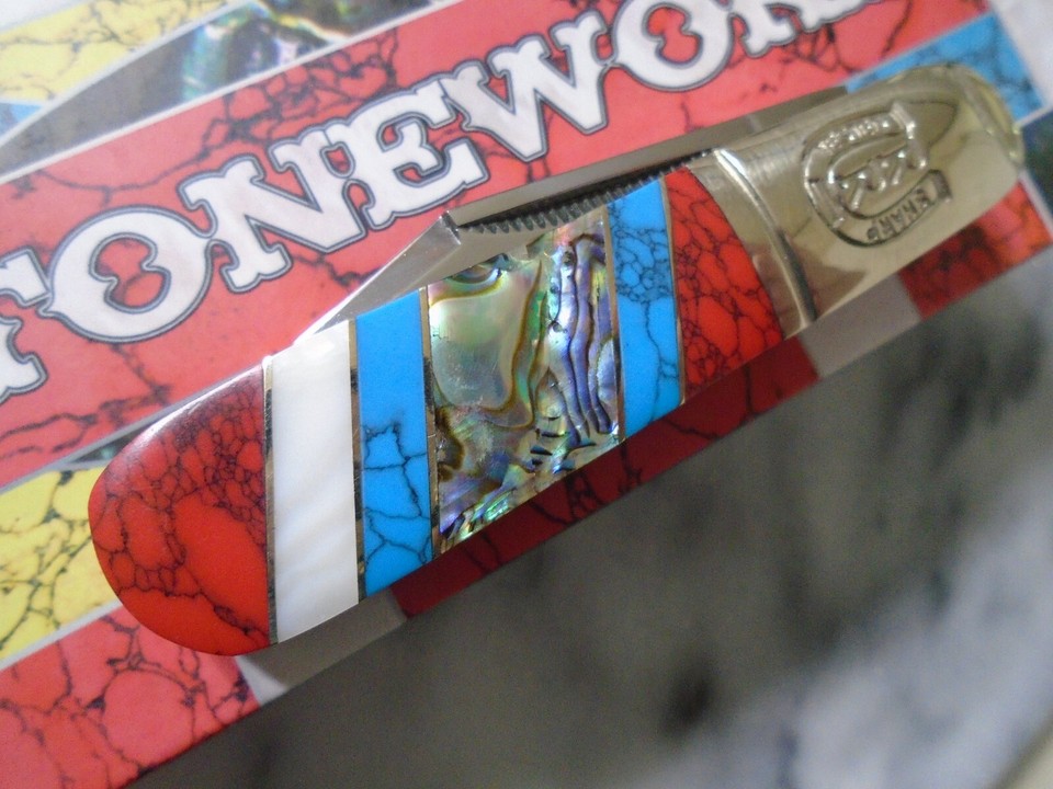 Rough Ryder Stoneworx 2 Blade Barlow Pocket Knife Abalone Turquise ...