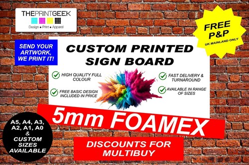 Foamex Sign Board 5mm Printed Full Colour Rigid Plastic Board CUSTOM ...