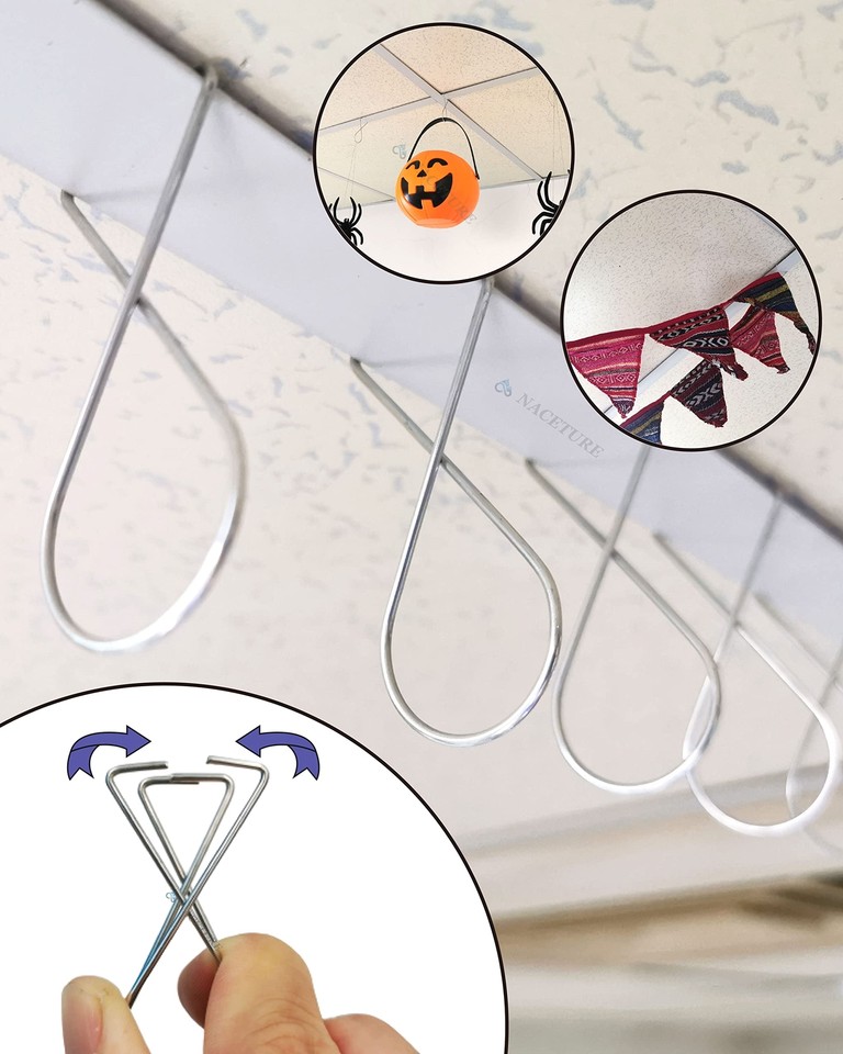 Ceiling Hook Clips 50 Pack Drop Ceiling Hanger Hooks Hanging On ...