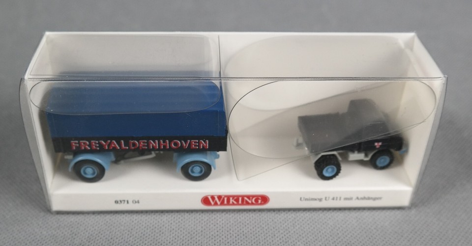 WIKING 037104/0371 04 (H0,1:87) Unimog U 411 mit Anhänger ...