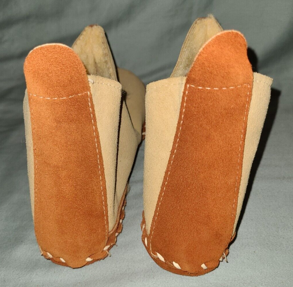 NOS Sioux Mox beige suede & shearling moc booties / slippers, ladies ...