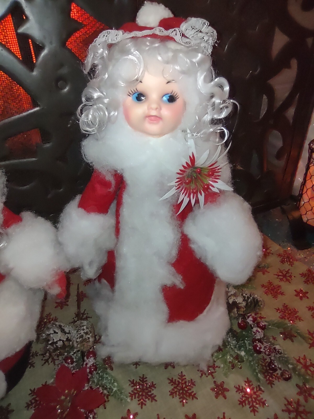 Vintage 1950s Handmade Bowling Pin Santa Claus Mrs Claus 16” New ...