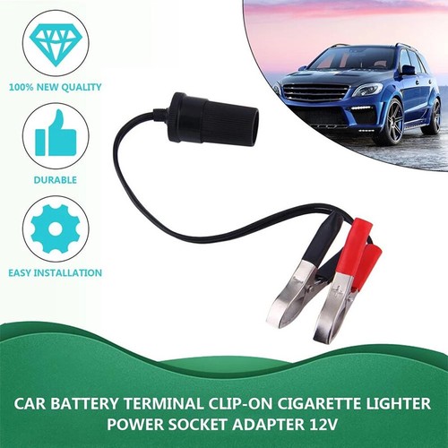 12 Volt Battery Terminal Clip-on Power Socket Adapter Plug Car Boat Van ...