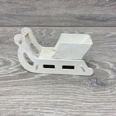 Vintage Christmas Sleigh White Glitter Putz Cardboard USA | eBay