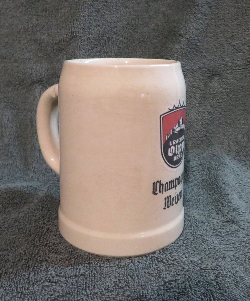 Vtg German URACHER OLPP BRAU Stoneware Beer STEIN 5" .5L Mug Bier ...