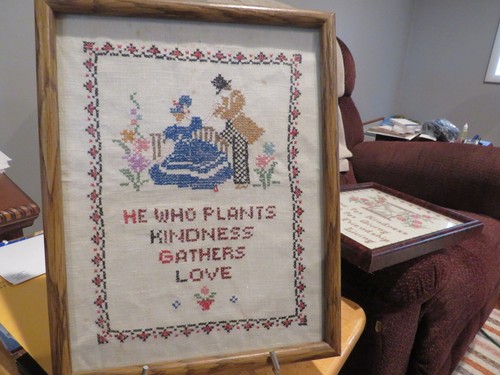 Vintage Cross Stitch He Who Plants Kindness Gathers Love | eBay