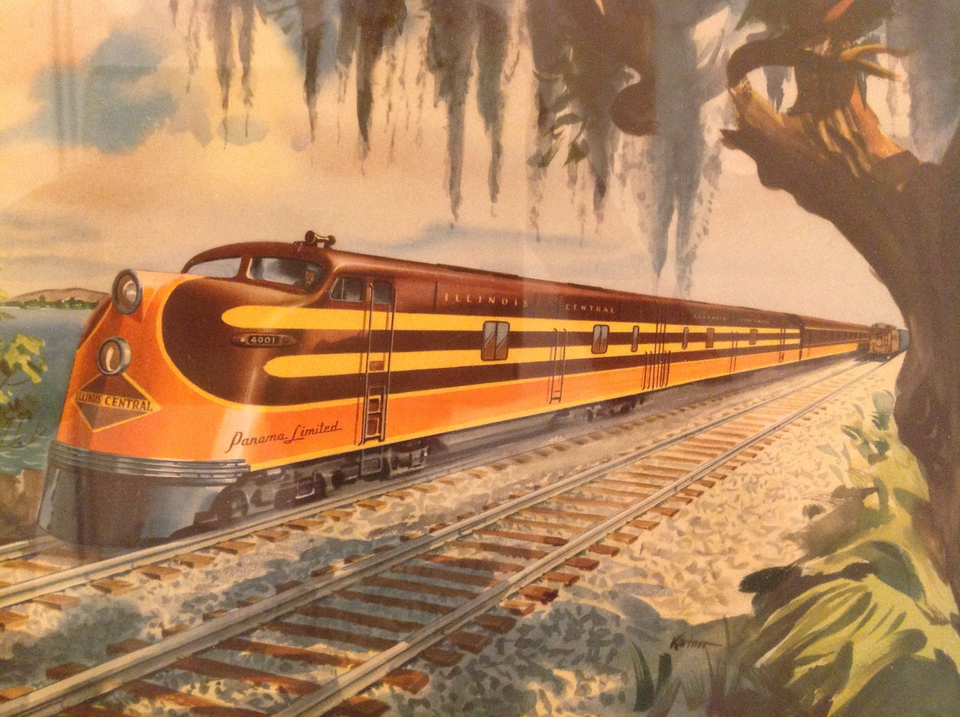 Vintage 1940s Original Illinois Central Railroad Panama Limited Print ...