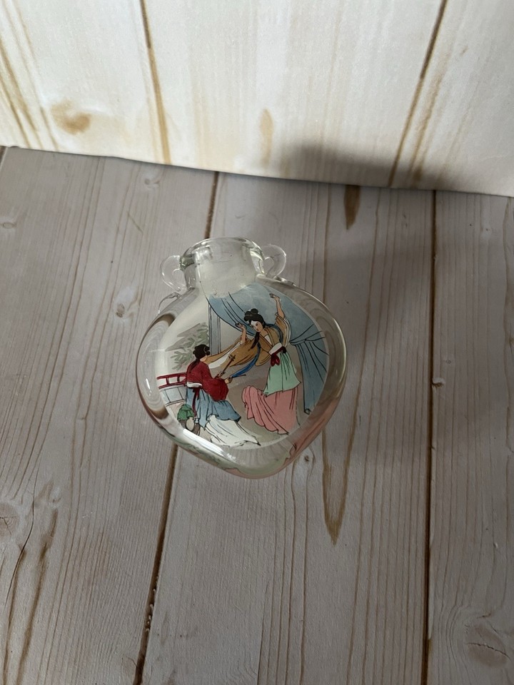 Chinese Inside-Painted Glass Snuff Bottle Women Garden No Stopper | eBay