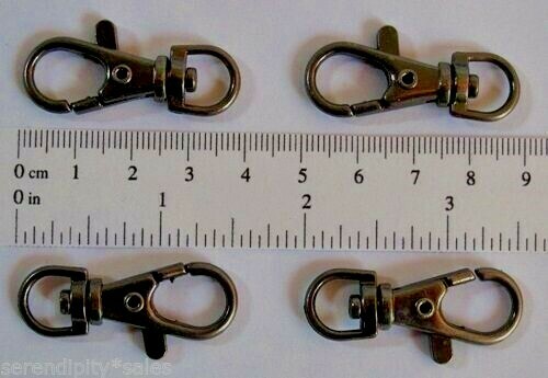 6 SWIVEL CLIPS / Snap Hooks ~ Gun METAL BLACK 1.5" long ~ Clasps w ...