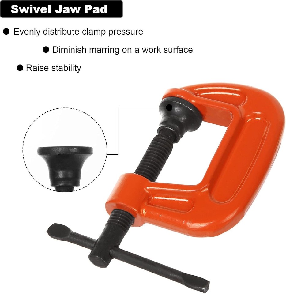 12 Pack C Clamp, Small C Clamps 1 Inch, 800lbs Load Limit, 1/12" Jaw ...