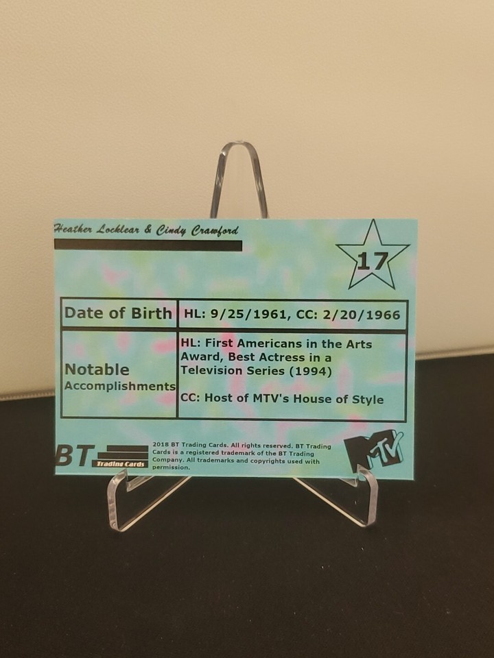 CUSTOM MTV Rock n Jock Softball Heather Locklear Cindy Crawford Card ...