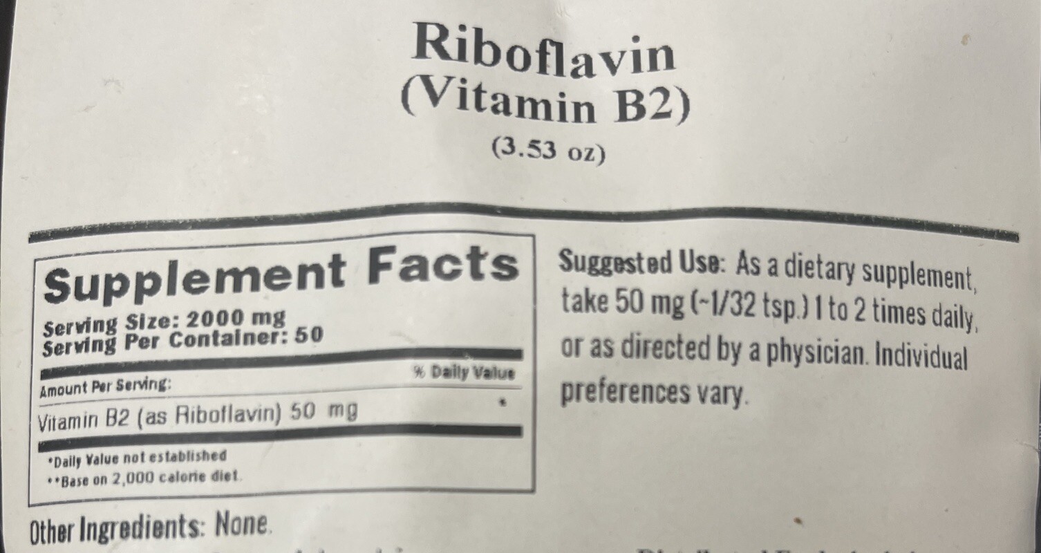 Riboflavin (Vitamin B2) Powder 100g - 400mg Per Serving | eBay
