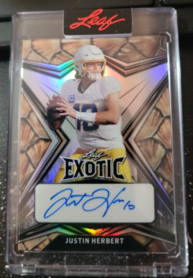 Justin Herbert 2022 Leaf Exotic Giraffe Auto Autograph Serial #d 1/5 ...