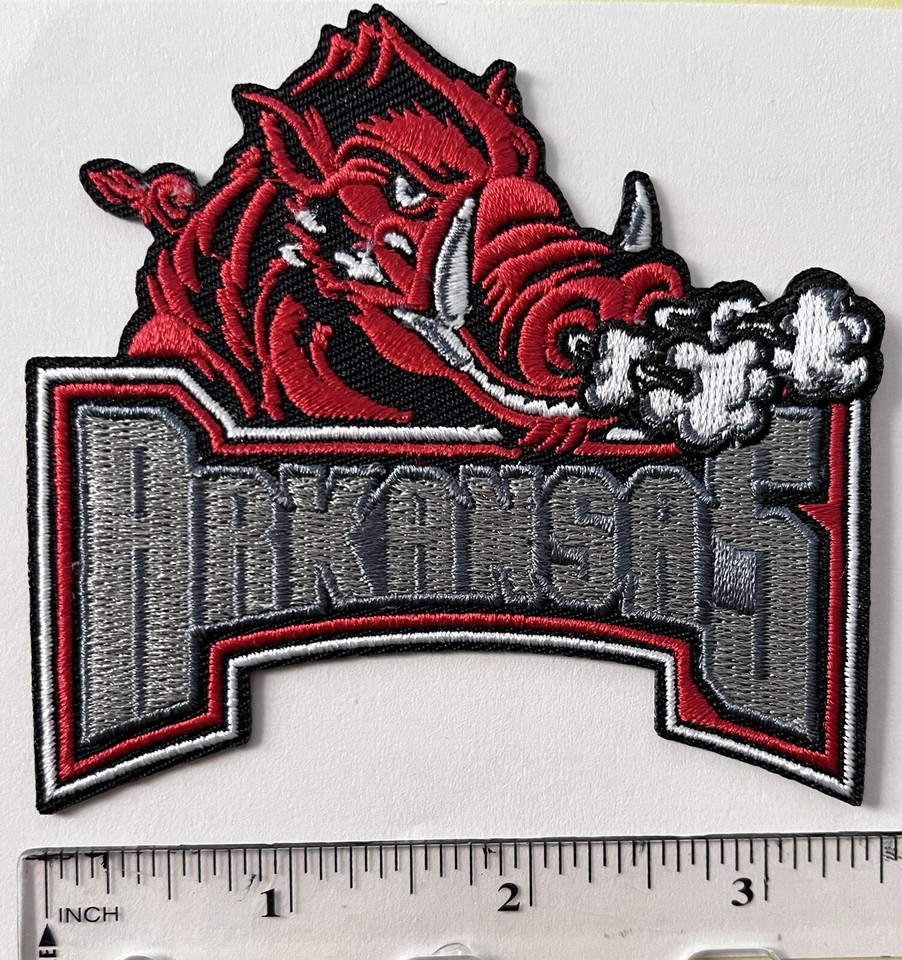 ARKANSAS RAZORBACKS EMBROIDERED IRON ON PATCH 3.25” X 3.5” FREE ...