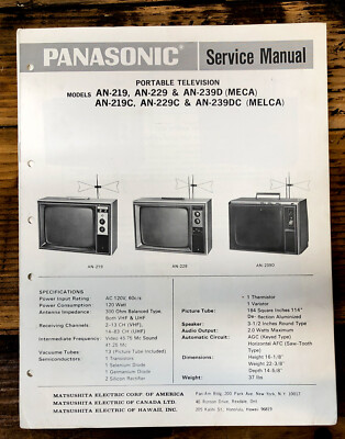 Panasonic AN-219 -219C -229 -239D -239DC TV Service Manual *Original ...