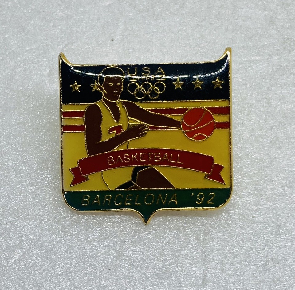 Vintage 1992 Barcelona Olympic Team USA Basketball Enamel Lapel Pin 18 ...