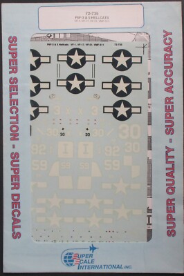 Super Scale 1/72nd Scale F6F-3 & 5 Hellcats Decal Sheet No. 72-735 | eBay