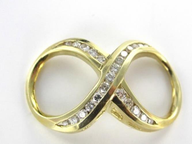 14Kt Yellow Gold Diamond Infinity Slide Pendant Charm | eBay