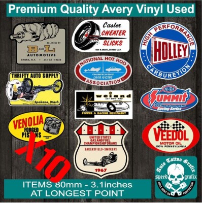 VINTAGE HOT ROD DECAL STICKER GIFT PACK X10 CAR TOOLBOX ISKY BONNEVILLE ...