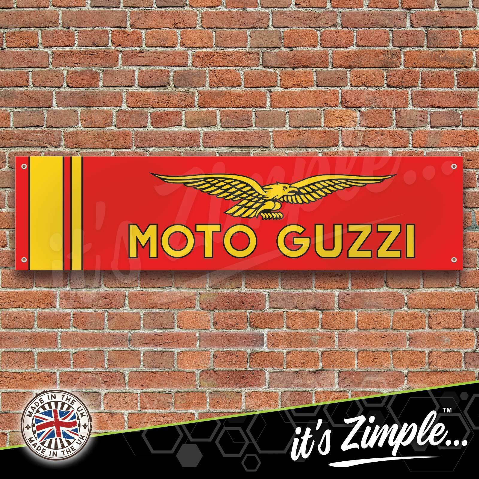 Moto Guzzi Motorcycles Logo Red and Gold Banner Garage Workshop Sign ...