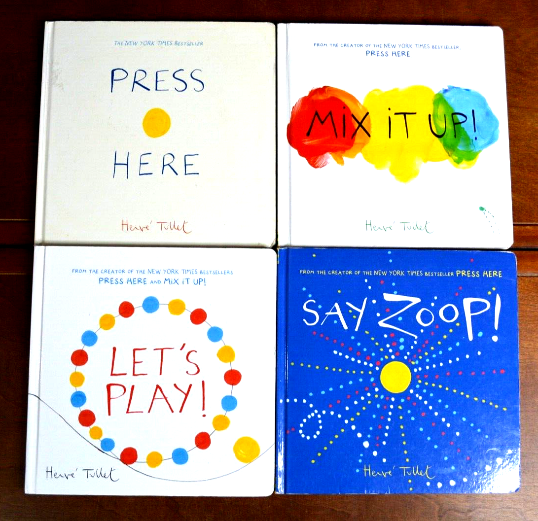 Lot 4 HB Herve Tullet Picture Books Press Here Mix it up Say Zoop Let's ...