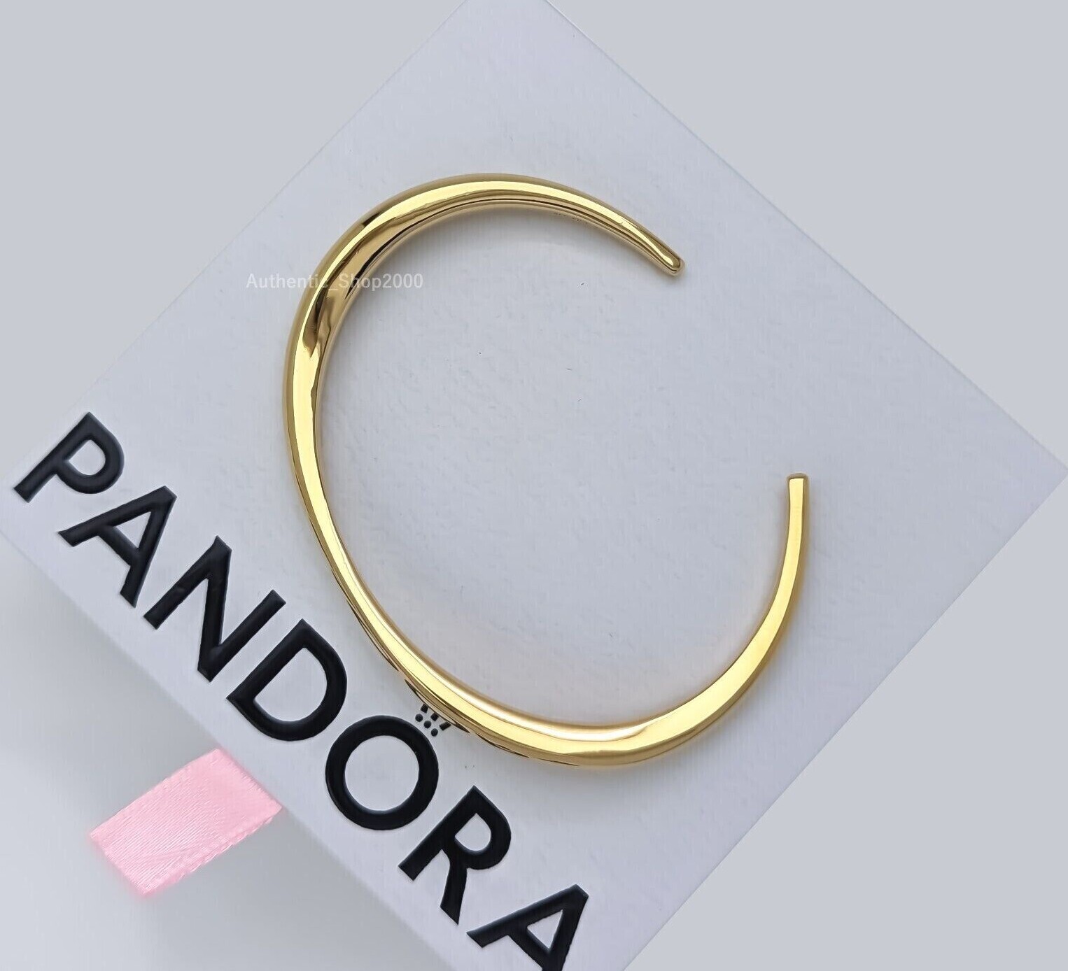 New 100% Authentic PANDORA Essence Gold Organically Shaped Open Bangle ...