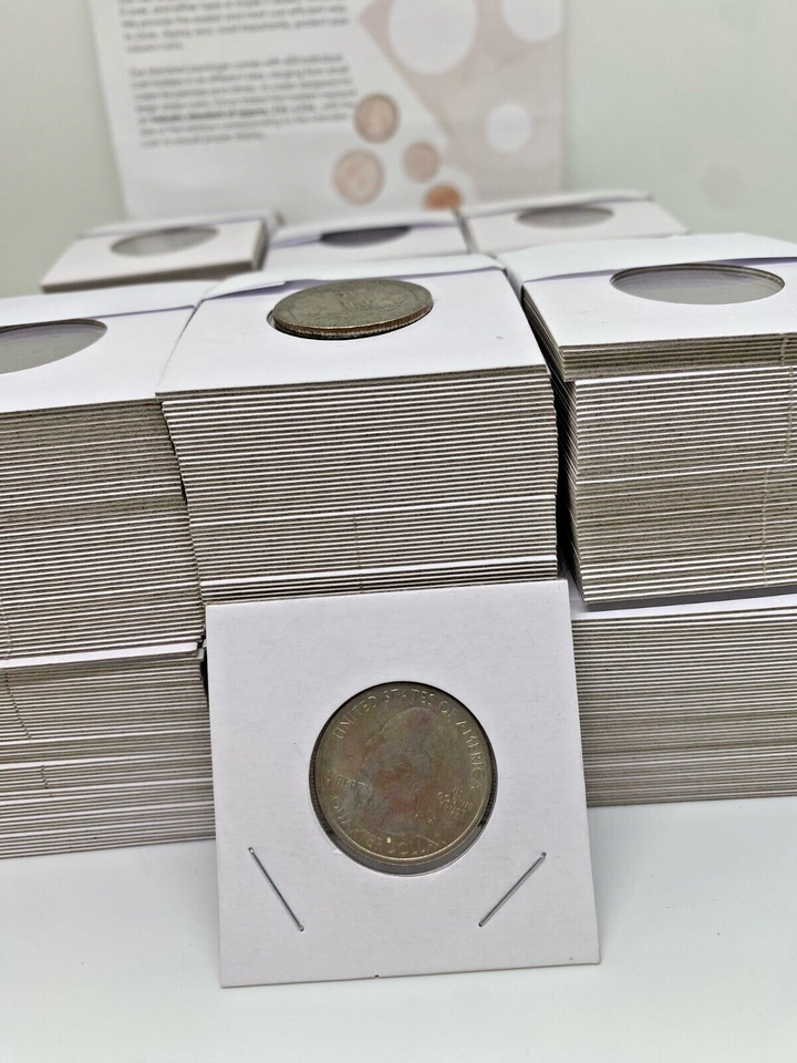 600 Premium H&S 2x2 in Cardboard Coin Flip Mylar Quarter 25mm Size | eBay