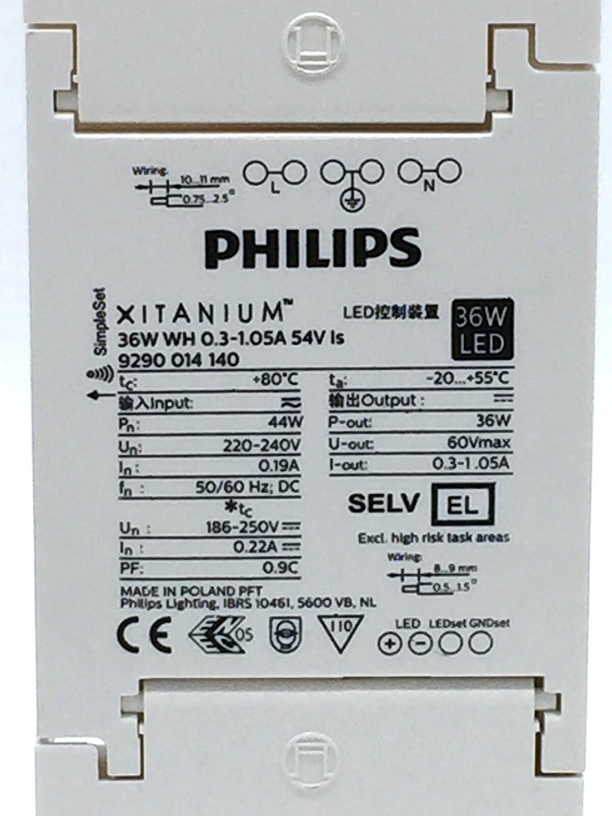 Philips Xitanium LED Driver Transformer Spot & Downlight SELV 36W WH 03 ...