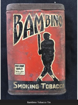 Circa 1922 Bambino Smoking Tobacco Tin Babe Ruth New York Yankees with ...