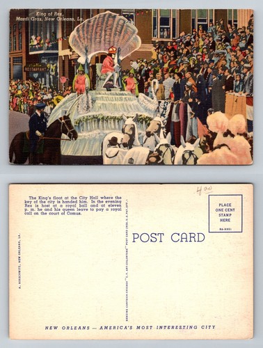 Mardi Gras, New Orleans, LA-Louisiana, King of Rex Float Vintage ...