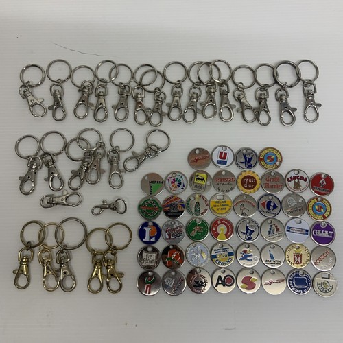 Lot Of 44 Metal Advertising Shopping Cart Tokens + 28 Keychain ...