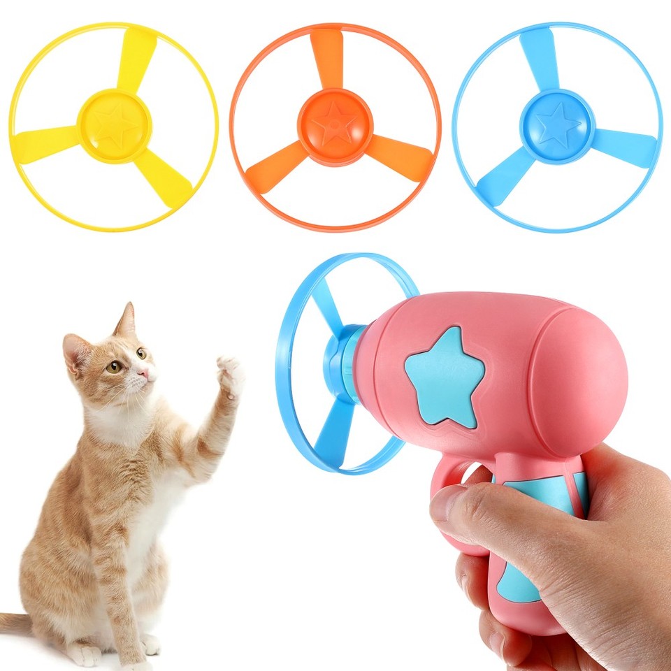2 Sets UFO Gyroscope Toys Flying Disc for Cats Kitten Disk Child Fetch ...